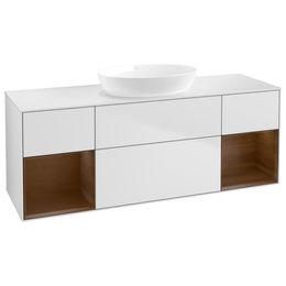 Villeroy & Boch Villeroy und Boch Finion Waschtischunterschrank GD01GNMT 120cm, Abdeckplatte white matt, Emotion, Regale Walnut Veneer, White matt lacquer