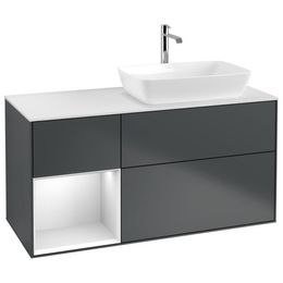 Villeroy & Boch Villeroy und Boch Finion Waschtischunterschrank G801MTHG 120cm, Abdeckplatte white matt, Emotion, Regale White matt lacquer, Midnight Blue Matt Lacquer