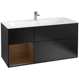 Villeroy & Boch Villeroy und Boch Finion Waschtischunterschrank G060GNPD 119,6x59,1cm, Emotion, Regal links Walnut veneer, Black matt lacquer