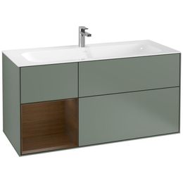 Villeroy & Boch Villeroy und Boch Finion Waschtischunterschrank G060GNGM 119,6x59,1cm, Emotion, Regal links Walnut veneer, Olive Matt Lacquer