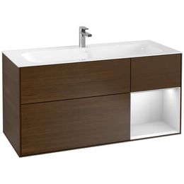 Villeroy & Boch Villeroy und Boch Finion Waschtischunterschrank G070MTGN 119,6x59,1cm, Emotion, Regal rechts White matt lacquer, Walnut veneer