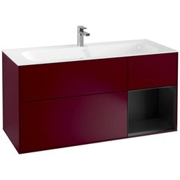 Villeroy & Boch Villeroy und Boch Finion Waschtischunterschrank G070PDHB 119,6x59,1cm, Emotion, Regal rechts Black matt lacquer, Peony Matt