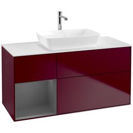 Villeroy & Boch Villeroy und Boch Finion Waschtischunterschrank F821GKHB 120cm, Abdeckplatte white matt, Regale Anthracite matt lacquer, Peony Matt