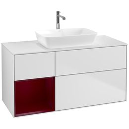 Villeroy & Boch Villeroy und Boch Finion Waschtischunterschrank F821HBMT 120cm, Abdeckplatte white matt, Regale Peony matt lacquer, White matt lacquer