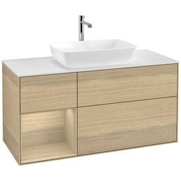 Villeroy & Boch Villeroy und Boch Finion Waschtischunterschrank F821PCPC 120cm, Abdeckplatte white matt, Regale Oak Veneer, Oak Veneer
