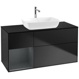 Villeroy & Boch Villeroy und Boch Finion Waschtischunterschrank F822HGPD 120cm, Abdeckplatte black matt, Regale Midnight matt lacquer, Black matt lacquer
