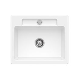 Villeroy & Boch Villeroy und Boch Siluet Fl&auml;chenb&uuml;ndige Sp&uuml;le 33462FKG mit Ablaufgarnitur und Exzenterbet&auml;tigung, Snow White