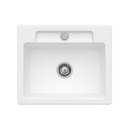 Villeroy & Boch Villeroy und Boch Siluet Fl&auml;chenb&uuml;ndige Sp&uuml;le 33462FRW mit Ablaufgarnitur und Exzenterbet&auml;tigung, Stone White