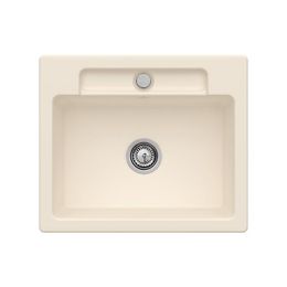 Villeroy & Boch Villeroy und Boch Siluet Fl&auml;chenb&uuml;ndige Sp&uuml;le 33462FFU mit Ablaufgarnitur und Exzenterbet&auml;tigung, Ivory