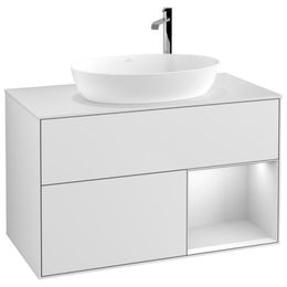 Villeroy & Boch Villeroy und Boch Finion Waschtischunterschrank G901MTMT 100cm, Abdeckplatte white matt, Emotion, Regale White matt lacquer, White matt lacquer