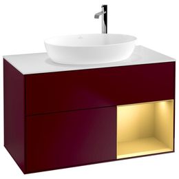 Villeroy & Boch Villeroy und Boch Finion Waschtischunterschrank G901HFHB 100cm, Abdeckplatte white matt, Emotion, Regale Gold matt lacquer, Peony Matt