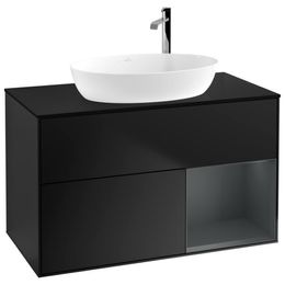 Villeroy & Boch Villeroy und Boch Finion Waschtischunterschrank F902HGPD 100cm, Abdeckplatte black matt, Regale Midnight matt lacquer, Black matt lacquer