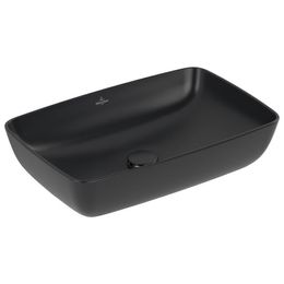 Villeroy & Boch Villeroy und Boch Artis Aufsatzwaschtisch 417258R7 58x38cm, eckig, ohne Hahnlochbank, ohne &Uuml;berlauf, Pure black C-plus