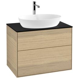 Villeroy & Boch Villeroy und Boch Finion Waschtischunterschrank G75200PC 80x60,3cm, Emotion, Abdeckplatte black matt, Oak Veneer