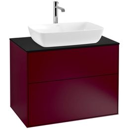 Villeroy & Boch Villeroy und Boch Finion Waschtischunterschrank F75200HB 80x60,3cm, Abdeckplatte black matt, Peony Matt
