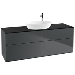 Villeroy & Boch Villeroy und Boch Finion Waschtischunterschrank F97200HG 160x60,3cm, Abdeckplatte black matt, Midnight Blue Matt Lacquer