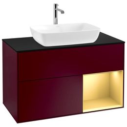 Villeroy & Boch Villeroy und Boch Finion Waschtischunterschrank G782HFHB 100cm, Abdeckplatte black matt, Emotion, Regale Gold matt lacquer, Peony Matt
