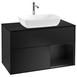 Villeroy & Boch Villeroy und Boch Finion Waschtischunterschrank G782PDPD 100cm, Abdeckplatte black matt, Emotion, Regale Black matt lacquer, Black matt lacquer