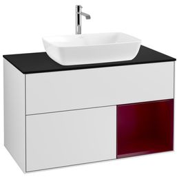 Villeroy & Boch Villeroy und Boch Finion Waschtischunterschrank G782HBMT 100cm, Abdeckplatte black matt, Emotion, Regale Peony matt lacquer, White matt lacquer