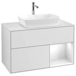 Villeroy & Boch Villeroy und Boch Finion Waschtischunterschrank G781GFMT 100cm, Abdeckplatte white matt, Emotion, Regale Glossy white lacquer, White matt lacquer