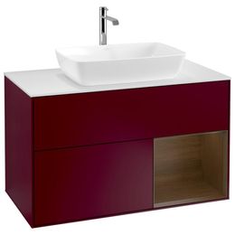 Villeroy & Boch Villeroy und Boch Finion Waschtischunterschrank G781GNHB 100cm, Abdeckplatte white matt, Emotion, Regale Walnut Veneer, Peony Matt
