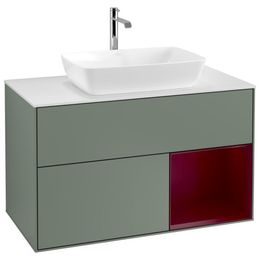 Villeroy & Boch Villeroy und Boch Finion Waschtischunterschrank G781HBGM 100cm, Abdeckplatte white matt, Emotion, Regale Peony matt lacquer, Olive Matt Lacquer