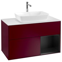 Villeroy & Boch Villeroy und Boch Finion Waschtischunterschrank G781PDHB 100cm, Abdeckplatte white matt, Emotion, Regale Black matt lacquer, Peony Matt