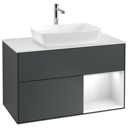 Villeroy & Boch Villeroy und Boch Finion Waschtischunterschrank G781GFHG 100cm, Abdeckplatte white matt, Emotion, Regale Glossy white lacquer, Midnight Blue Matt Lacquer