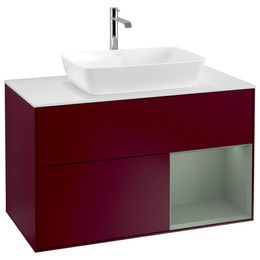 Villeroy & Boch Villeroy und Boch Finion Waschtischunterschrank G781GMHB 100cm, Abdeckplatte white matt, Emotion, Regale Olive matt lacquer, Peony Matt
