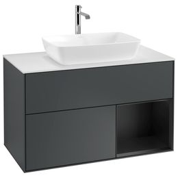 Villeroy & Boch Villeroy und Boch Finion Waschtischunterschrank G781PDHG 100cm, Abdeckplatte white matt, Emotion, Regale Black matt lacquer, Midnight Blue Matt Lacquer