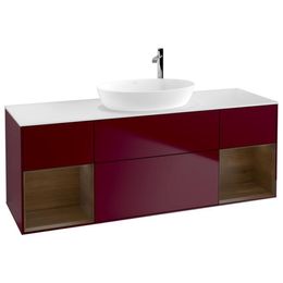 Villeroy & Boch Villeroy und Boch Finion Waschtischunterschrank G981GNHB 160cm, Abdeckplatte white matt, Emotion, Regale Walnut Veneer, Peony Matt