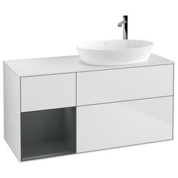Villeroy & Boch Villeroy und Boch Finion Waschtischunterschrank F921HGMT 120cm, Abdeckplatte white matt, Regale Midnight matt lacquer, White matt lacquer