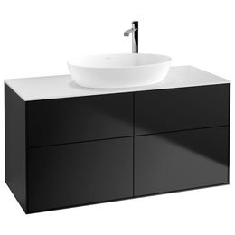 Villeroy & Boch Villeroy und Boch Finion Waschtischunterschrank F91100PD 120x60,3cm, Abdeckplatte white matt, Black matt lacquer