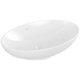 Villeroy & Boch Villeroy und Boch Loop & friends Aufsatz-Waschtisch 4A4701R1 56x38cm, oval, ohne Hahnlochbank, ohne &Uuml;berlauf, wei&szlig; C-plus
