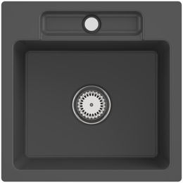 Villeroy & Boch Villeroy und Boch Siluet Fl&auml;chenb&uuml;ndige Sp&uuml;le 33451Fi4 mit Ablaufgarnitur und Handbet&auml;tigung, Graphite