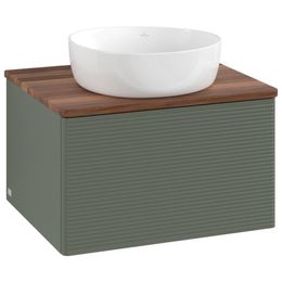 Villeroy & Boch Villeroy und Boch Antao Waschtisch-Unterschrank K29112HL 60x36x50cm, Waschbeckenplattenfarbe warm walnut, leaf green matt lacquer