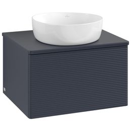 Villeroy & Boch Villeroy und Boch Antao Waschtisch-Unterschrank L29110HG mit Beleuchtung, 1 Auszug, 600 x 360 x 500 mm, Front mit Struktur, Midnight Blue Matt Lacquer / Midnight Blue Matt Lacquer
