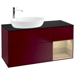 Villeroy & Boch Villeroy und Boch Finion Waschtischunterschrank G932PCHB 120cm, Abdeckplatte black matt, Emotion, Regale Oak Veneer, Peony Matt