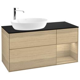 Villeroy & Boch Villeroy und Boch Finion Waschtischunterschrank G932PCPC 120cm, Abdeckplatte black matt, Emotion, Regale Oak Veneer, Oak Veneer