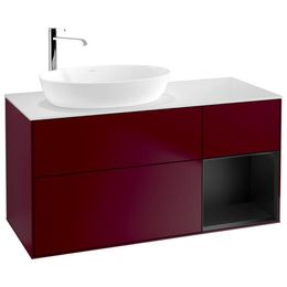 Villeroy & Boch Villeroy und Boch Finion Waschtischunterschrank G931PDHB 120cm, Abdeckplatte white matt, Emotion, Regale Black matt lacquer, Peony Matt