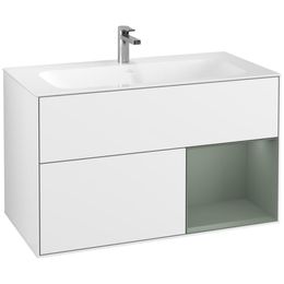 Villeroy & Boch Villeroy und Boch Finion Waschtischunterschrank F040GMGF 99,6x59,1x49,8cm, Regal rechts Olive Matt Lacquer, Glossy white lacquer