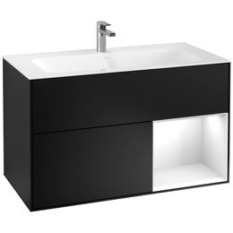 Villeroy & Boch Villeroy und Boch Finion Waschtischunterschrank F040GFPD 99,6x59,1x49,8cm, Regal rechts Glossy white lacquer, Black matt lacquer