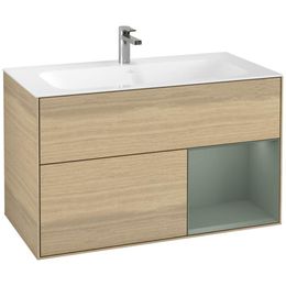 Villeroy & Boch Villeroy und Boch Finion Waschtischunterschrank F040GMPC 99,6x59,1x49,8cm, Regal rechts Olive Matt Lacquer, Oak Veneer