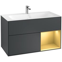 Villeroy & Boch Villeroy und Boch Finion Waschtischunterschrank F040HFHG 99,6x59,1x49,8cm, Regal rechts Gold matt, Midnight Blue Matt Lacquer