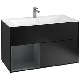 Villeroy & Boch Villeroy und Boch Finion Waschtischunterschrank F030HGPD 99,6x59,1x49,8cm, Regal links Midnight Blue Matt Lacquer, Black matt lacquer