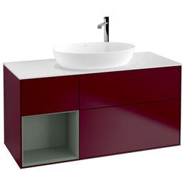 Villeroy & Boch Villeroy und Boch Finion Waschtischunterschrank F941GMHB 120cm, Abdeckplatte white matt, Regale Olive matt lacquer, Peony Matt