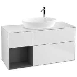 Villeroy & Boch Villeroy und Boch Finion Waschtischunterschrank F941GKMT 120cm, Abdeckplatte white matt, Regale Anthracite matt lacquer, White matt lacquer