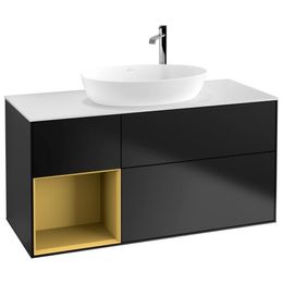 Villeroy & Boch Villeroy und Boch Finion Waschtischunterschrank F941HFPD 120cm, Abdeckplatte white matt, Regale Gold matt lacquer, Black matt lacquer