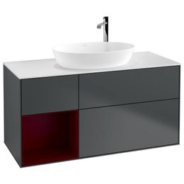 Villeroy & Boch Villeroy und Boch Finion Waschtischunterschrank F941HBHG 120cm, Abdeckplatte white matt, Regale Peony matt lacquer, Midnight Blue Matt Lacquer