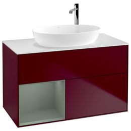 Villeroy & Boch Villeroy und Boch Finion Waschtischunterschrank F891GMHB 100cm, Abdeckplatte white matt, Regale Olive matt lacquer, Peony Matt